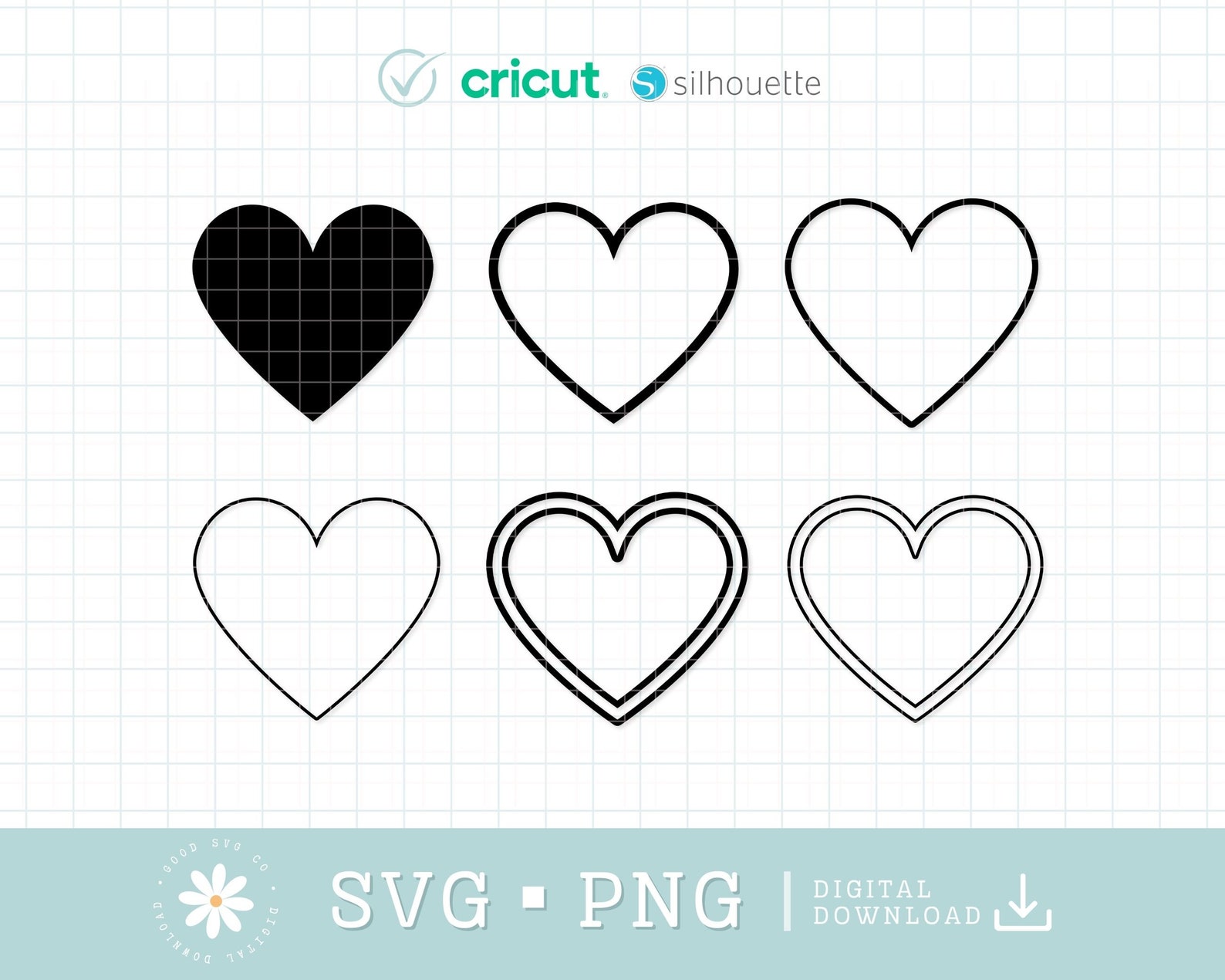 Heart Svg Bundle, Heart Outline Svg, Love Heart Svg, Heart Outline ...