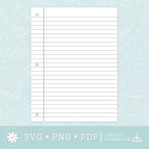 Lined Notebook Svg, Png, Pdf, Paper School Notebook Svg, Line Paper Svg ...