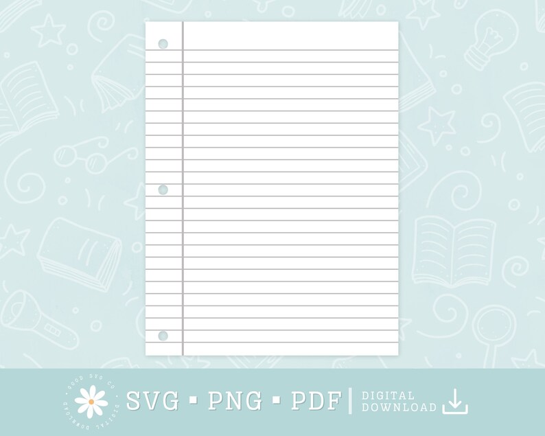 Lined Notebook Svg, Png, Pdf, Paper School Notebook Svg, Line Paper Svg ...