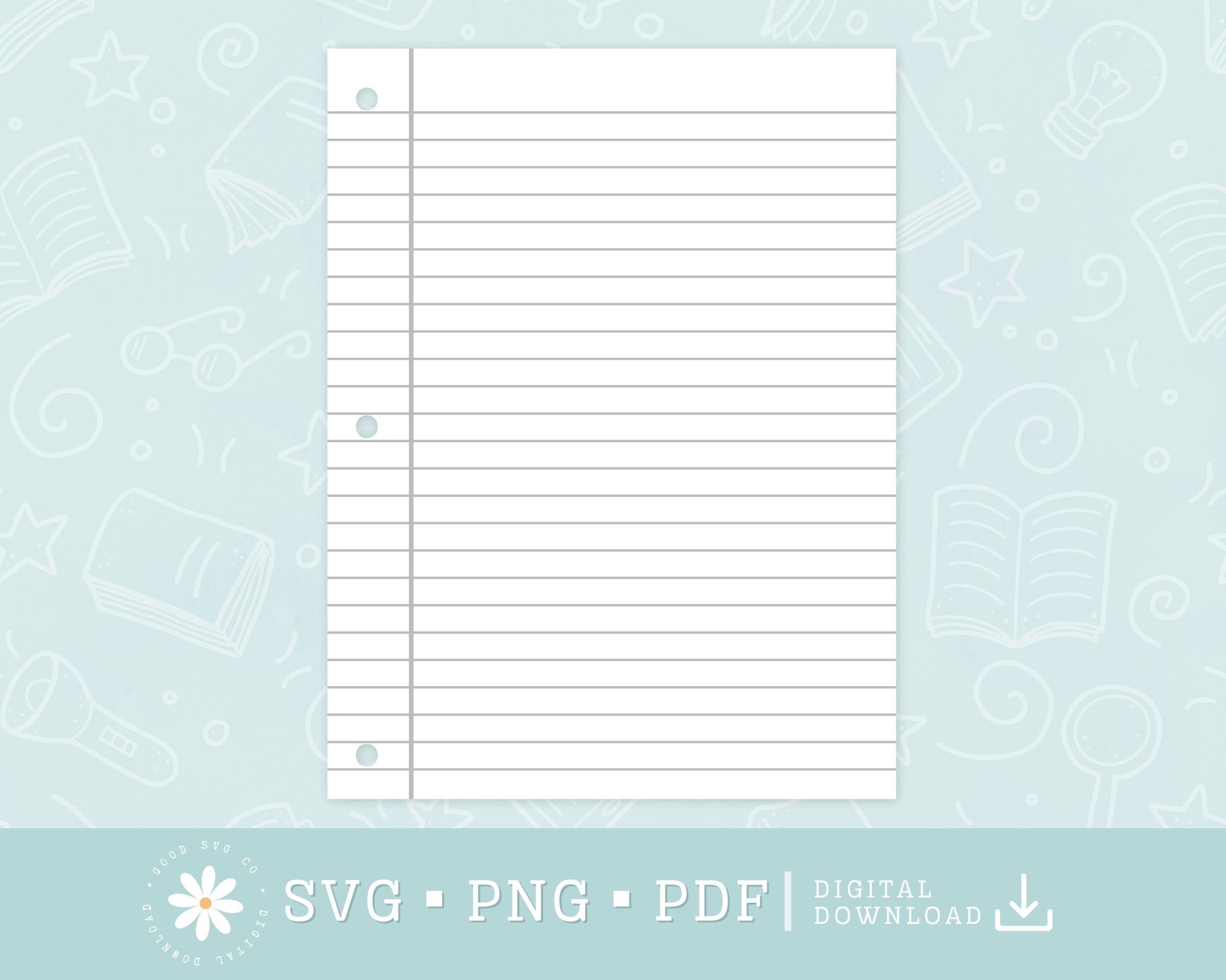 Lined Notebook Svg, Png, Pdf, Paper School Notebook Svg, Line Paper Svg ...