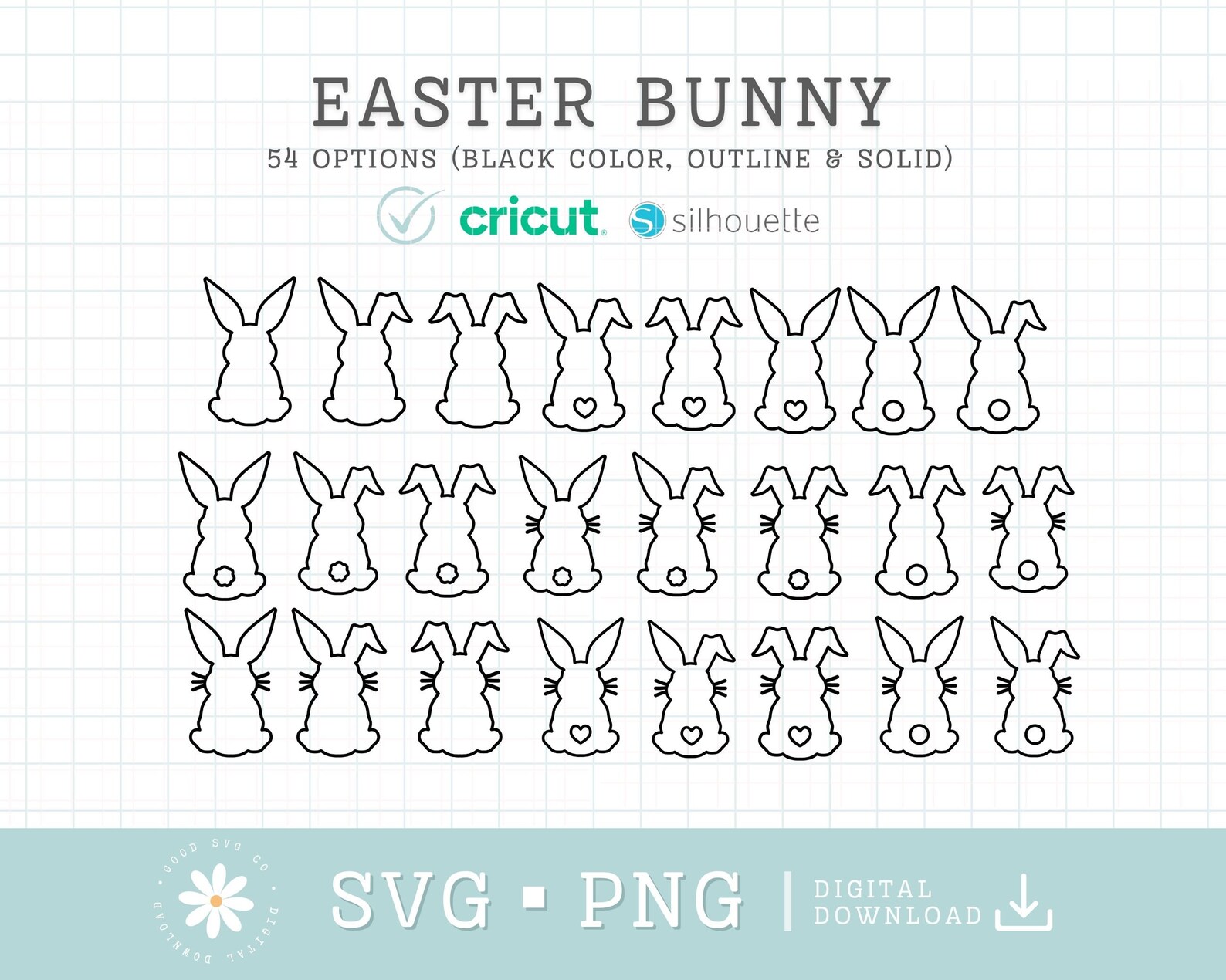 Easter Bunny SVG PNG, Bunny SVG, Rabbit Silhouette Svg, Rabbit Svg ...