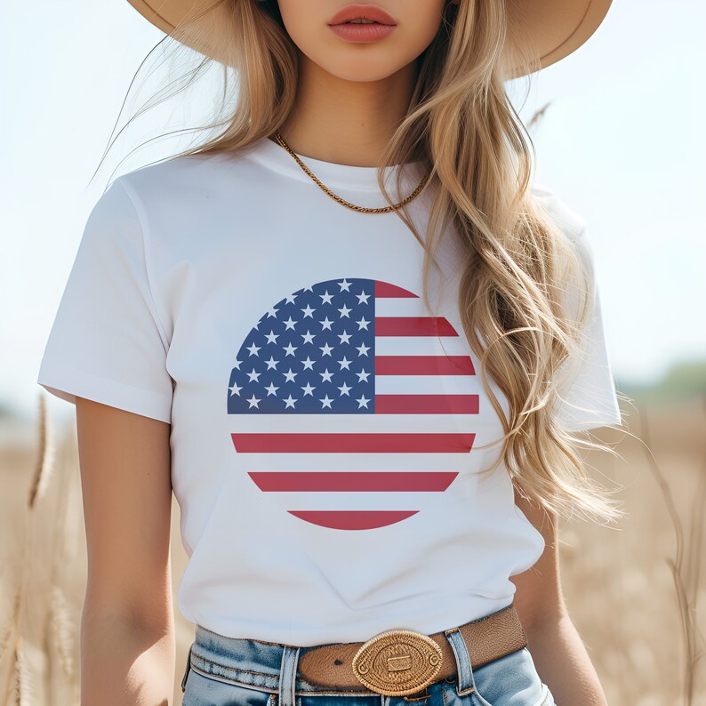 Round US Flag Svg, Circle American Flag, Cut File Silhouette, USA Round ...