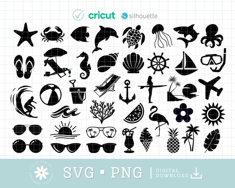 Beach Svg Png Bundle, Beach Clipart Svg Bundle, Summer Svg, Palm Tree ...