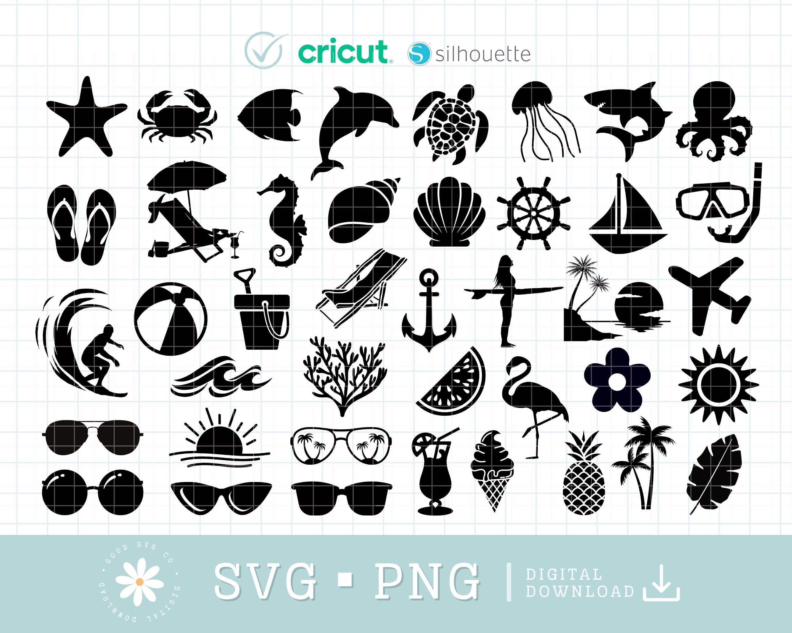 Beach Svg Png Bundle, Beach Clipart Svg Bundle, Summer Svg, Palm Tree ...
