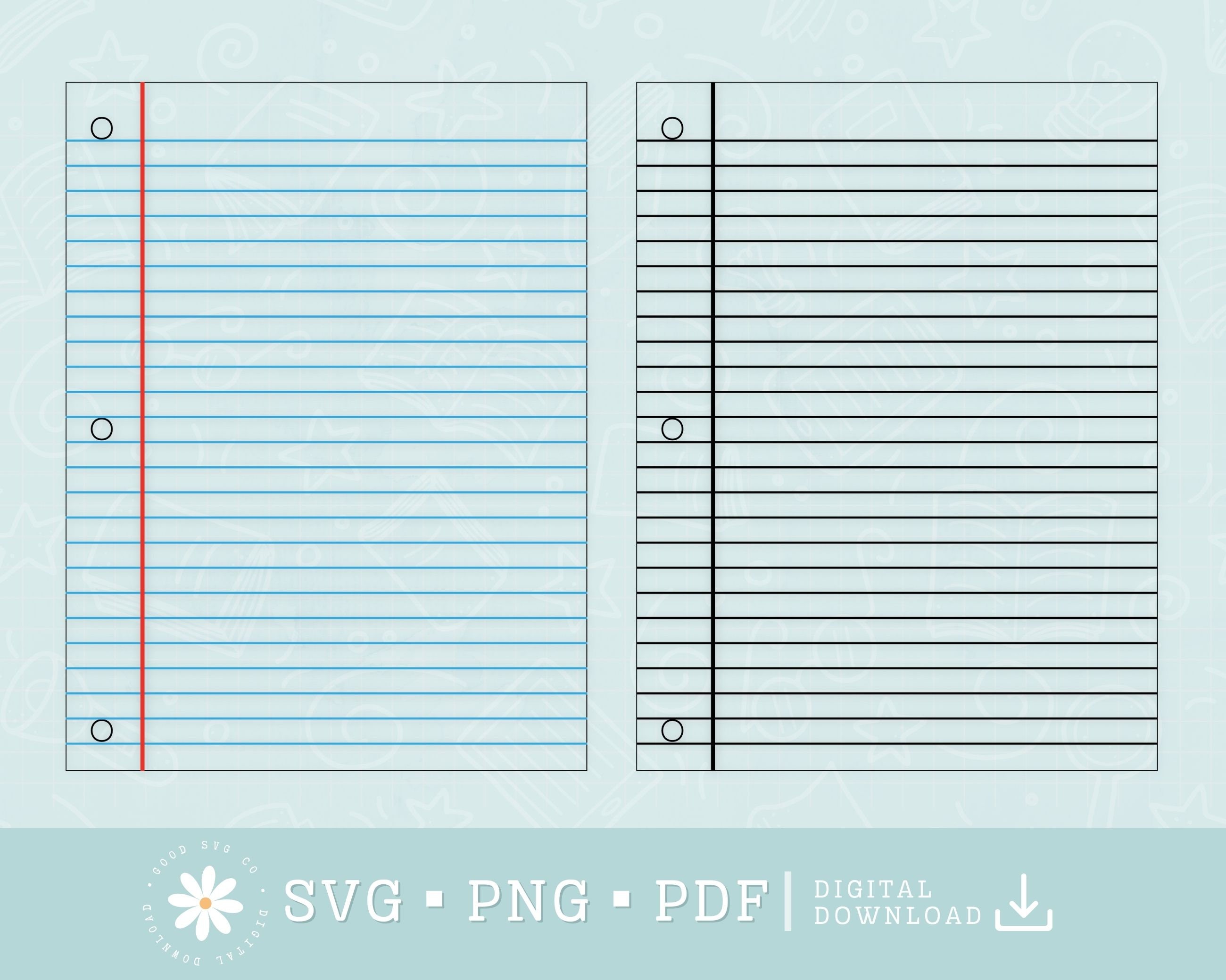 Lined Notebook Svg, Png, Pdf, Paper School Notebook Svg, Line Paper Svg ...