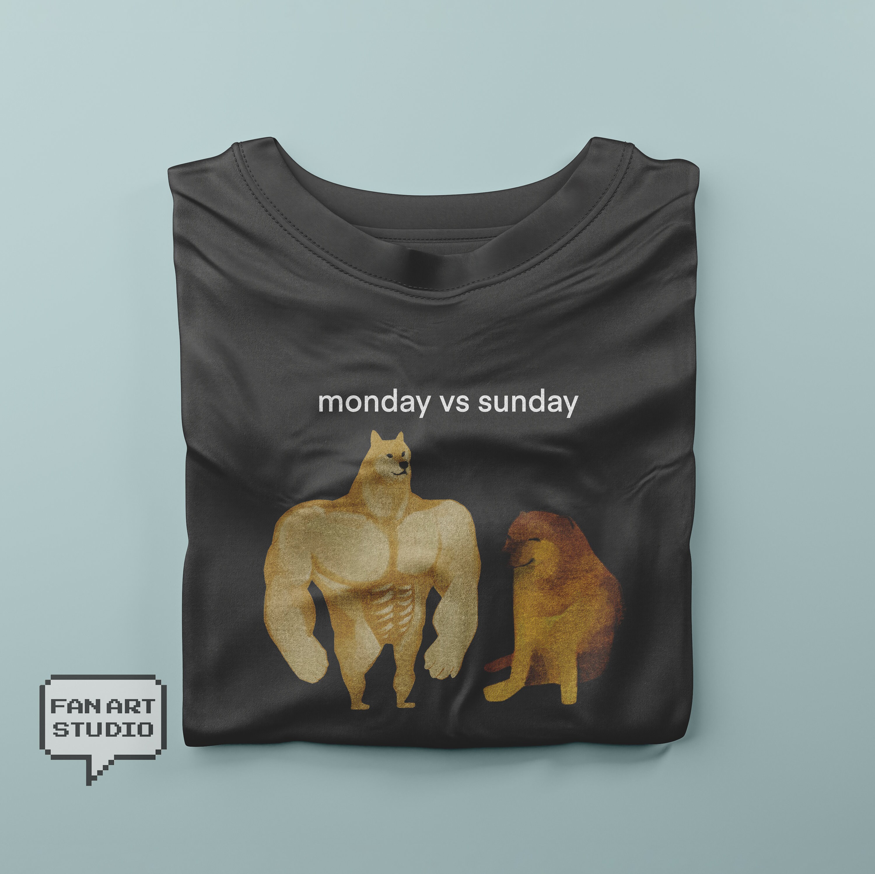 Buff Doge Vs Cheems Meme T-shirt Gift for Doglover, Funny Weak Dog, Dog ...