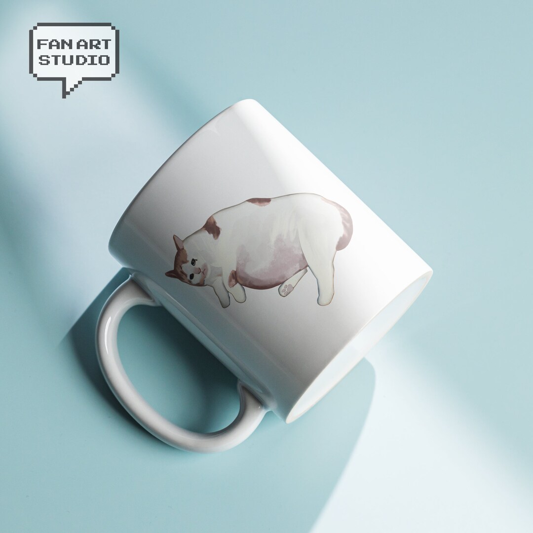 Ceramic Sad Fat Cat Meme Mug 11oz for Catlover - Etsy