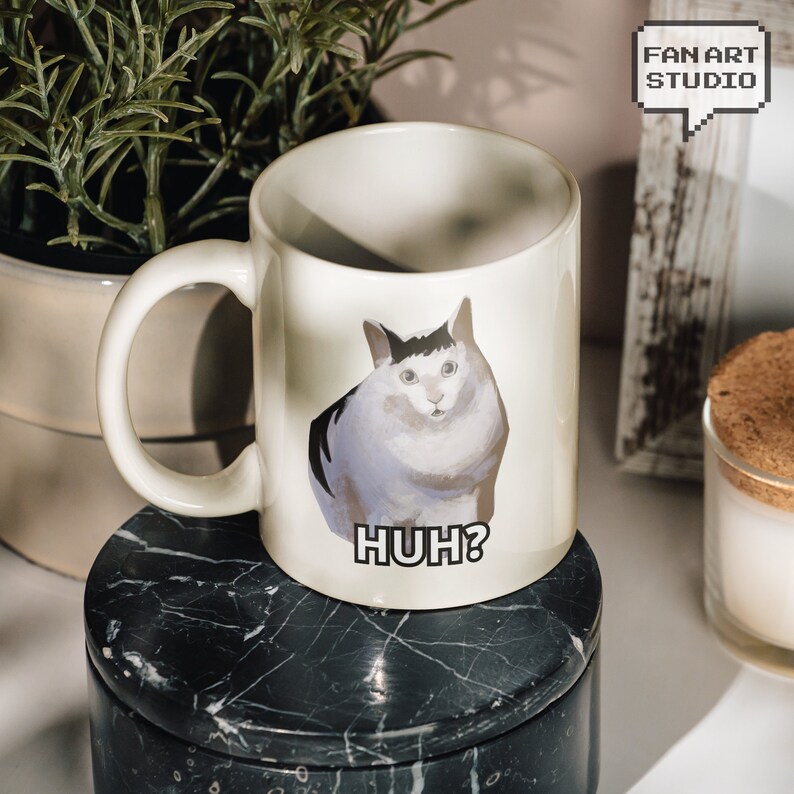 Ceramic Huh Cat Meme Mug 11oz - Etsy