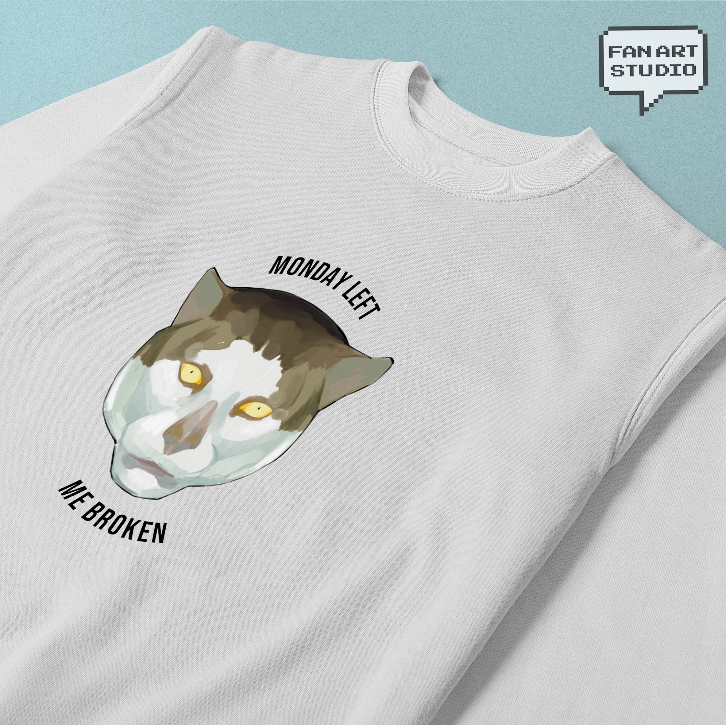 Monday Left Me Broken Cat | Meme | Cool Sweater | Oversized Sweater for ...