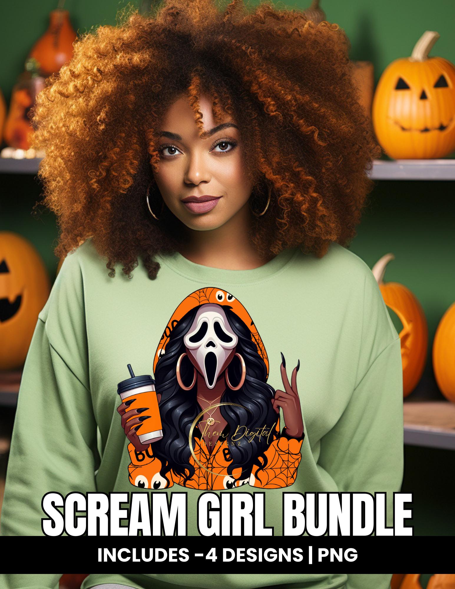 Scream Girl PNG Digital Art Bundle Afrocentric Halloween Clipart for ...
