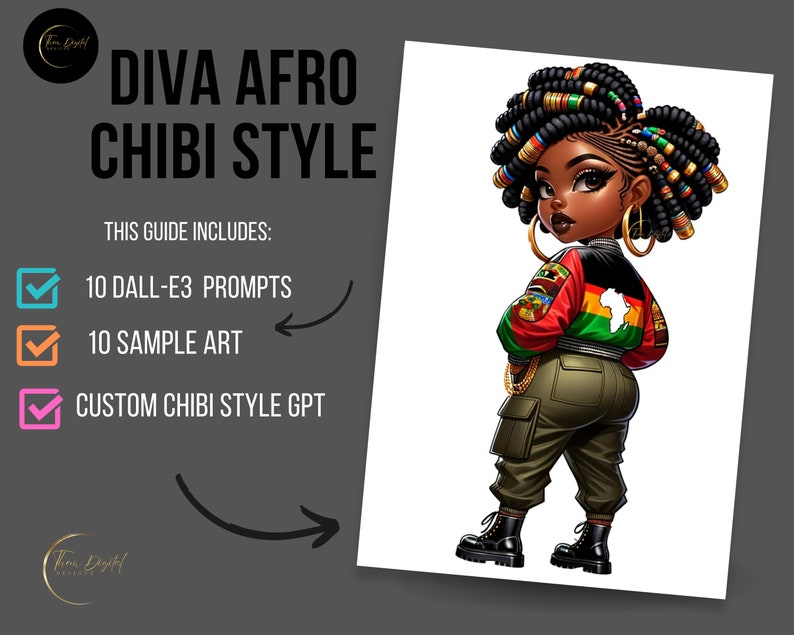 Creative African Chibi: 10 Sample Art 10 Prompts DALL-E 3 With Custom ...