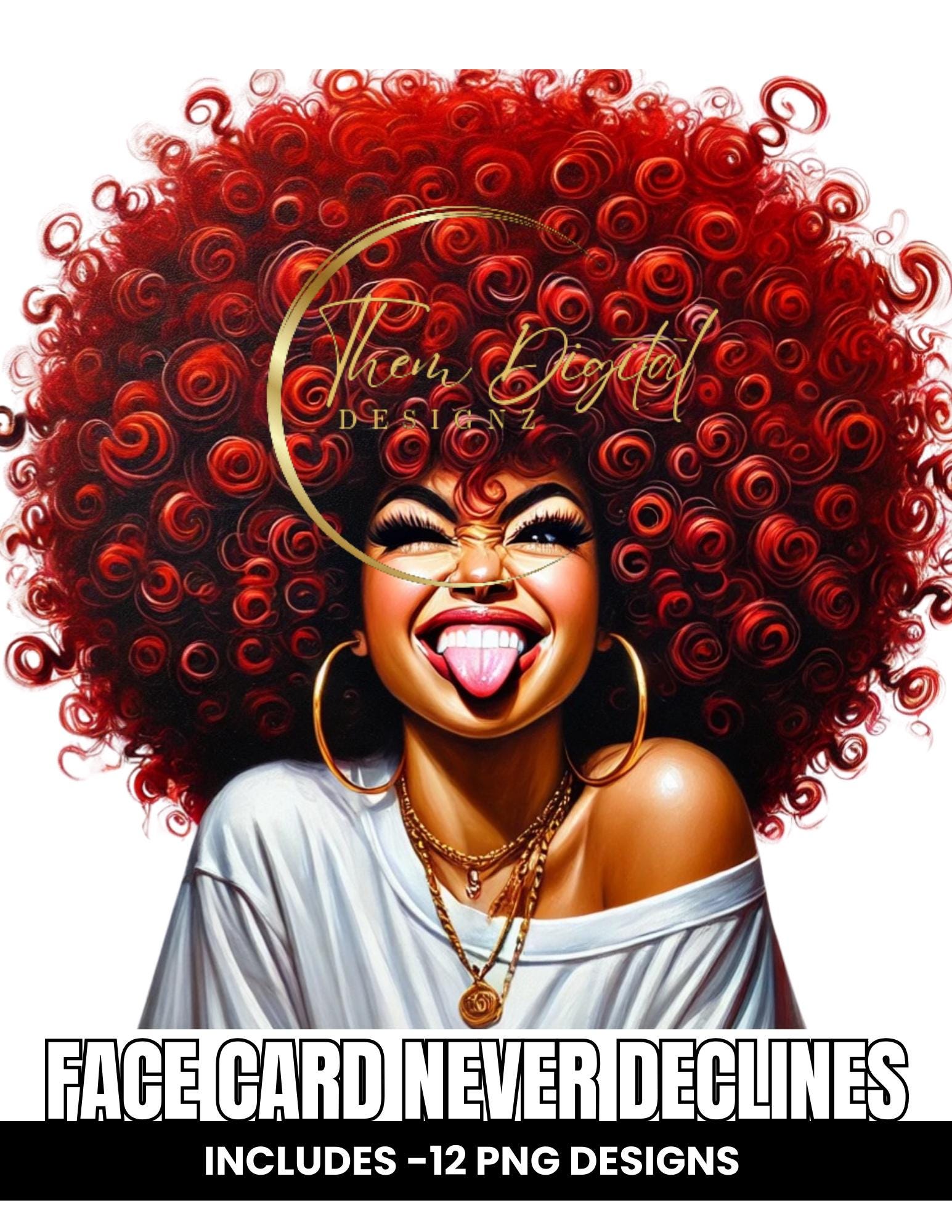 Black Girl Face Card PNG Bundle, Afro Curly Hair Melanin Clipart Set ...