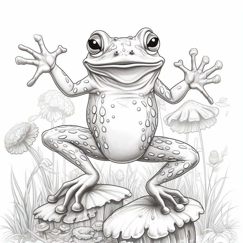Froggie Coloring Page - Etsy