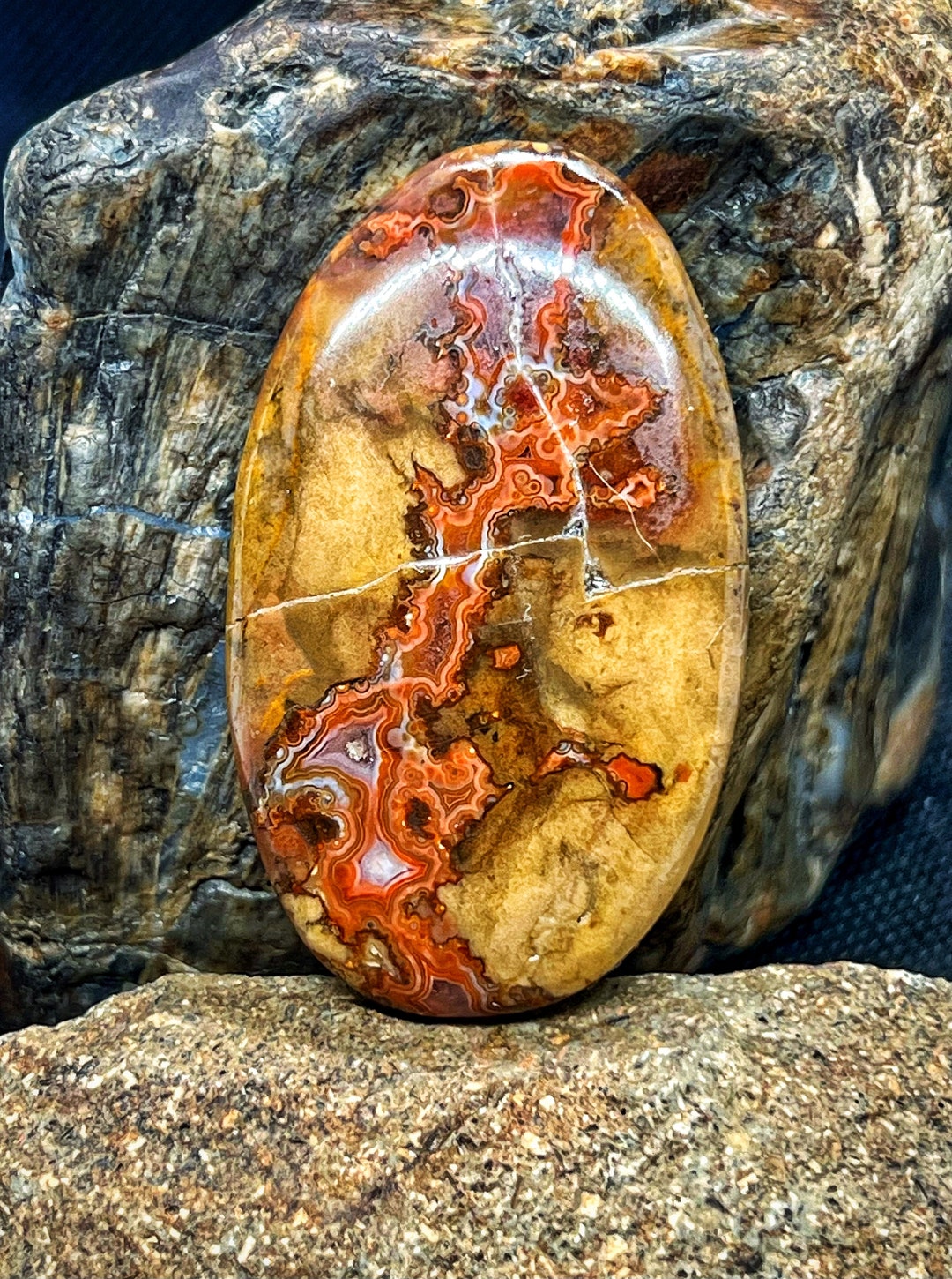 Large, Lacy Teepee Canyon Agate Cabochon (free Form Oval) *fractures ...