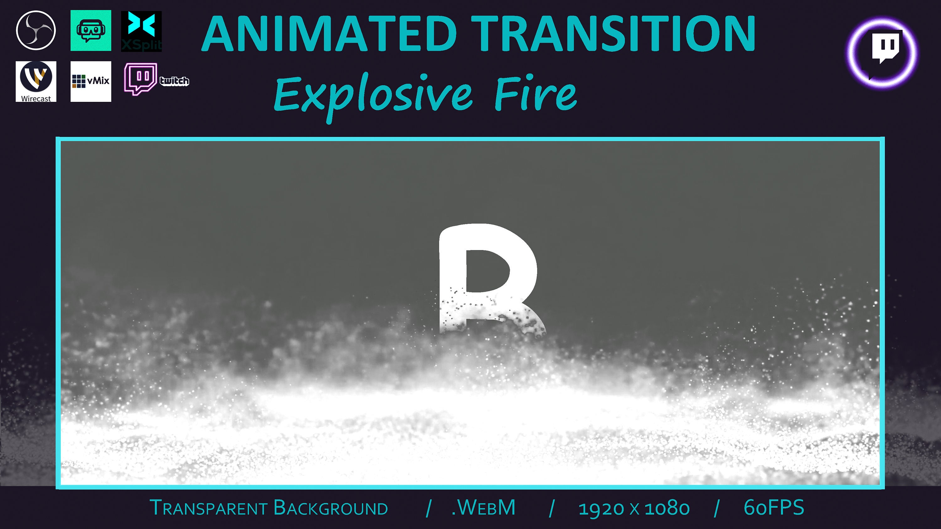 Paquete De Transición Twitch Stinger - Fuego Vapor 4 Opciones / Twitch, OBS, Stream Assets, 60 ...