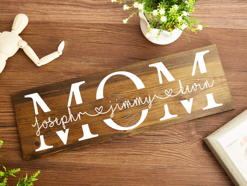 Custom Mom Sign With Kids Names,personalized Mom Name Sign,wooden ...