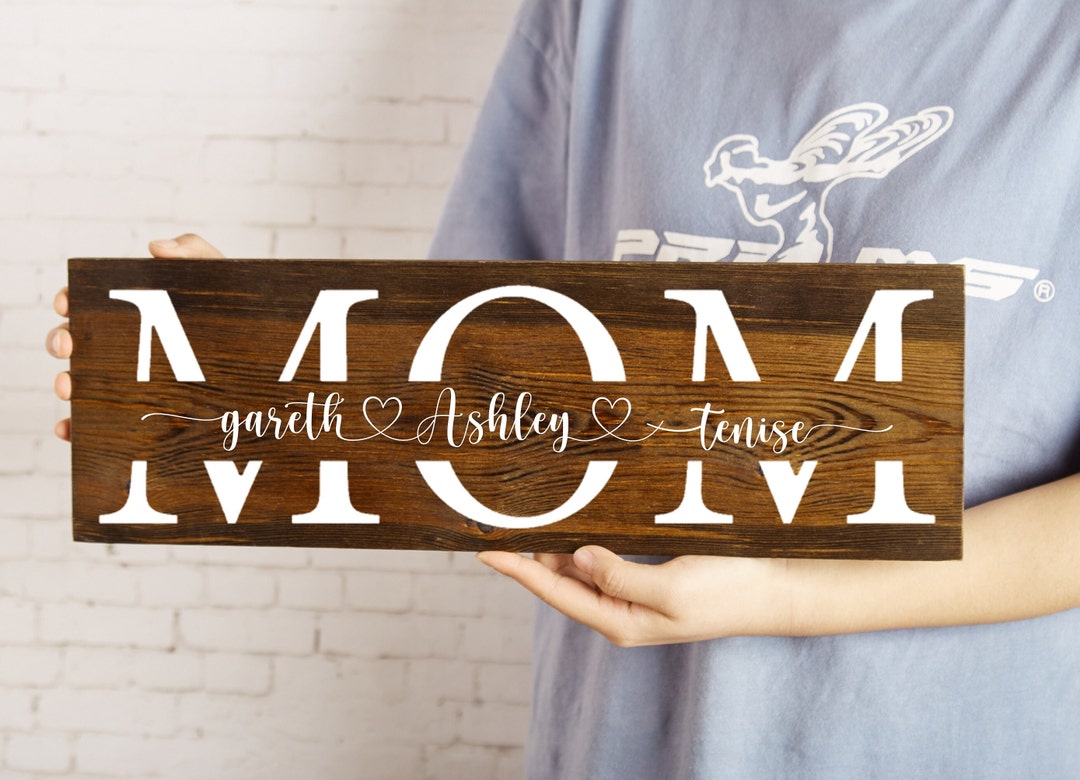 Custom Mom Sign With Kids Names,personalized Mom Name Sign,wooden ...