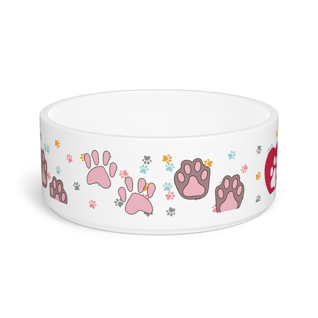 Pawfect Paw-print Feast Personalized Pet Bowls Funny Pet Food Bowl Dog ...