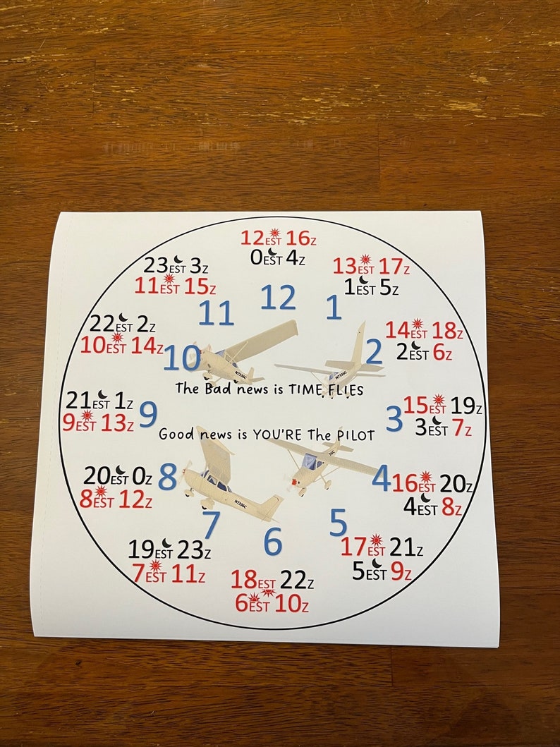 Custom Aviation ZULU TIME Wall Clock Student Pilot Learning Tool - Etsy