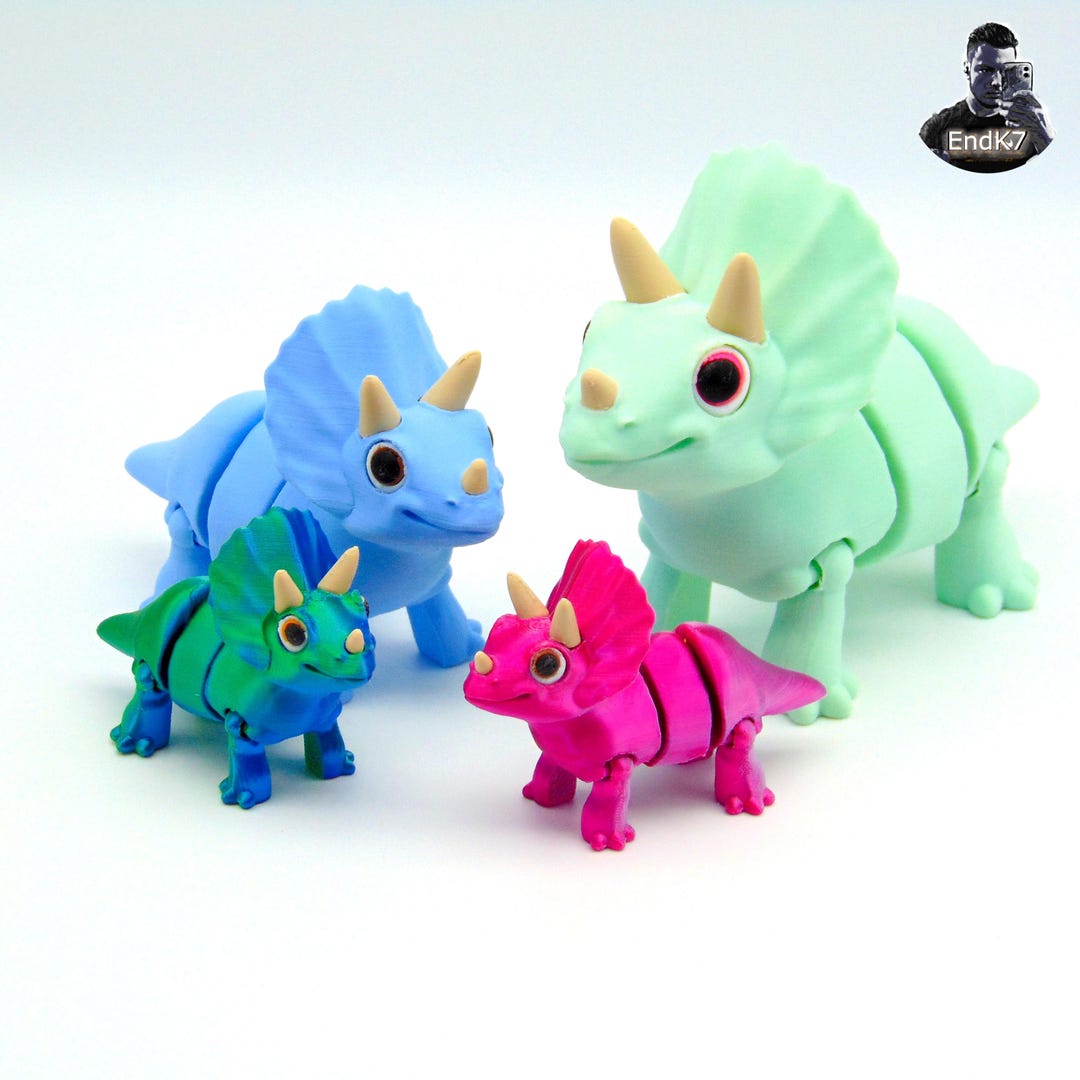 Cute Articulated Triceratops - Separated Parts - Articulated Fidget Toy ...