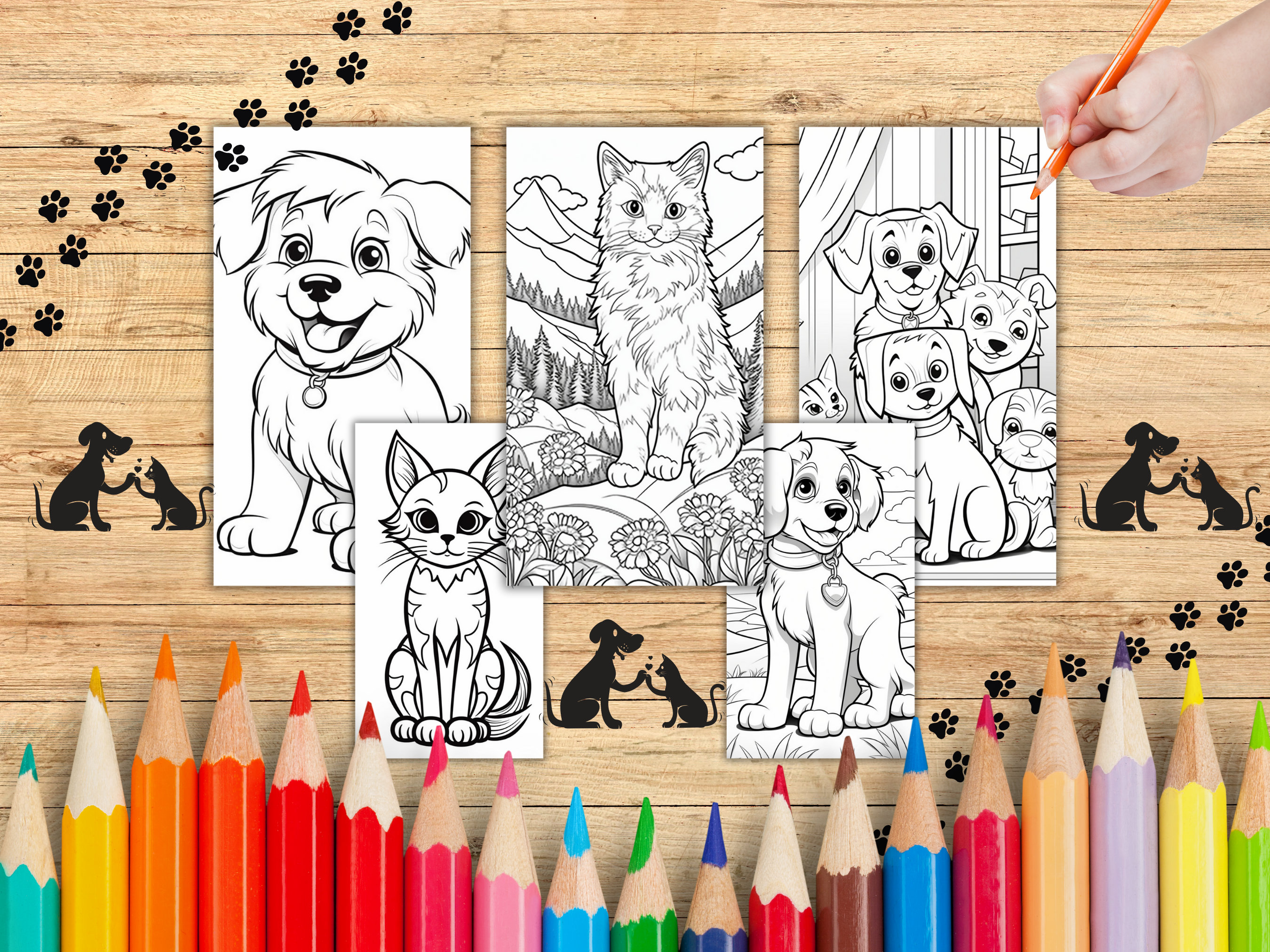 12 X Cat & Dog Printable Coloring Pages Kids Cat Printable - Etsy