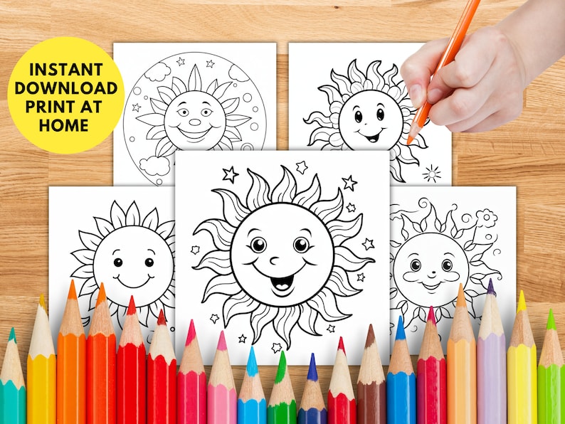 Smiling Sun Printable Coloring Pages Kids Sun Printable Coloring Sheets ...