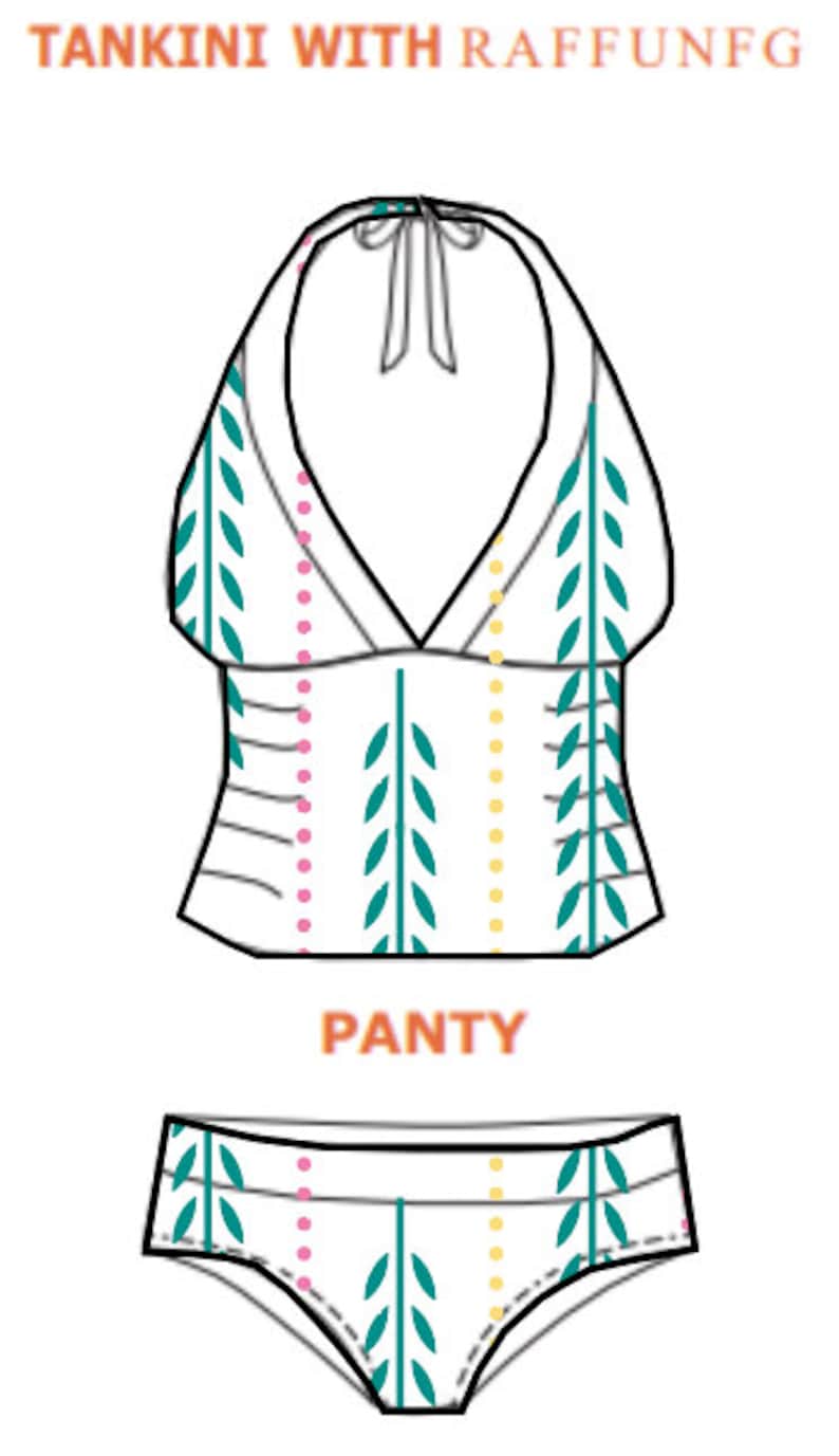 Swimwear Pattern Two Piece Swimsuit Sewing Pattern Tankini Bikini Sizes ...