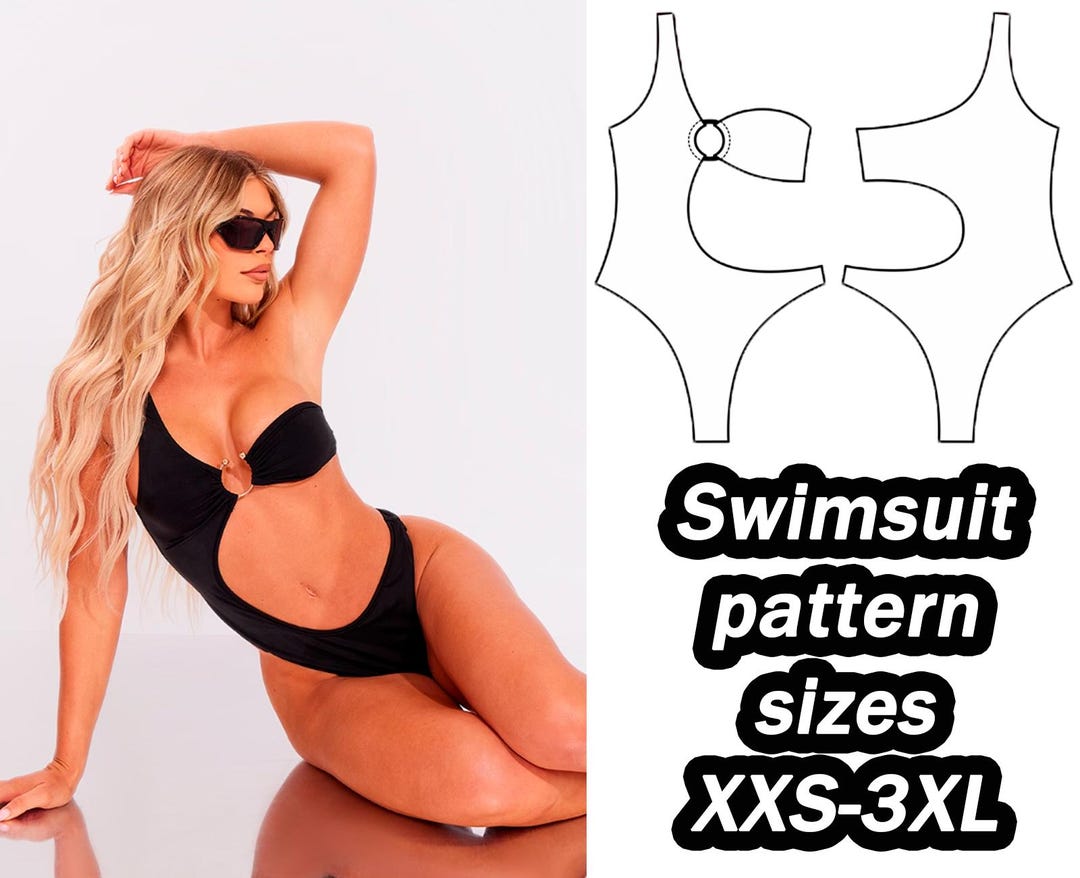 Swimwear Pattern One Piece Swimsuit Sewing Pattern Sizes XXS - 3XL Digital PDF Sewing Pattern ...