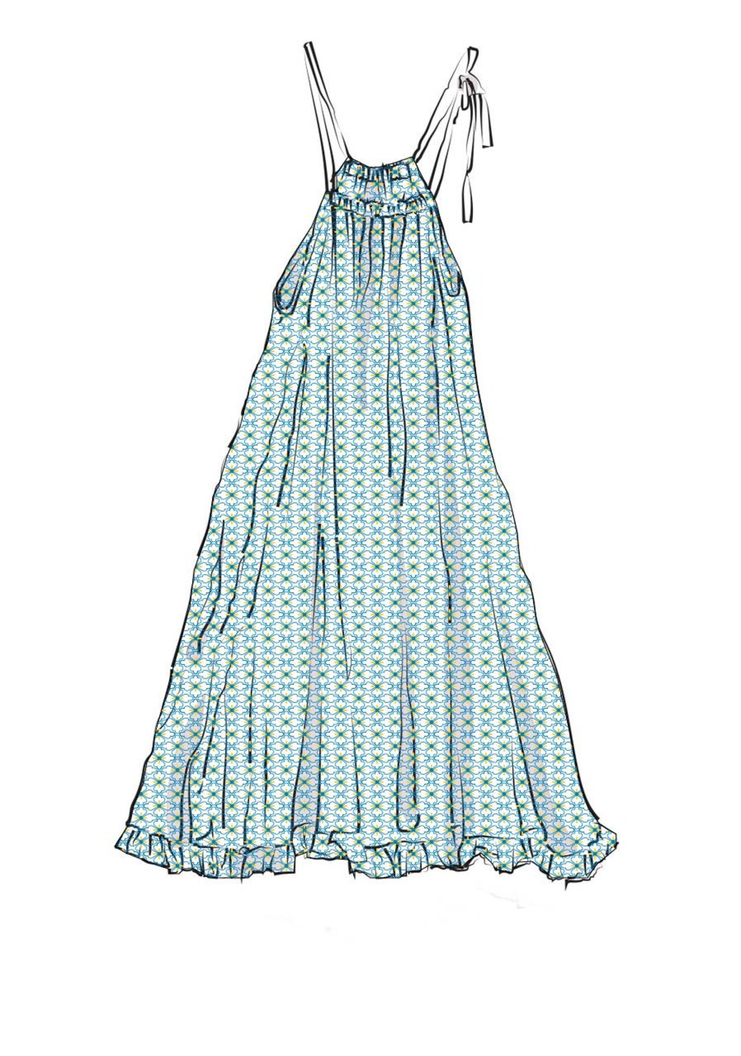 Women ' S Dress Pattern Sewing Patter XS - L Digital PDF Dress Sewing ...