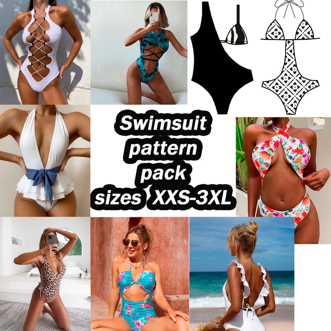 Swimwear Pattern One Piece Swimsuit Sewing Pattern Sizes XXS - 3XL Digital PDF Sewing Pattern ...