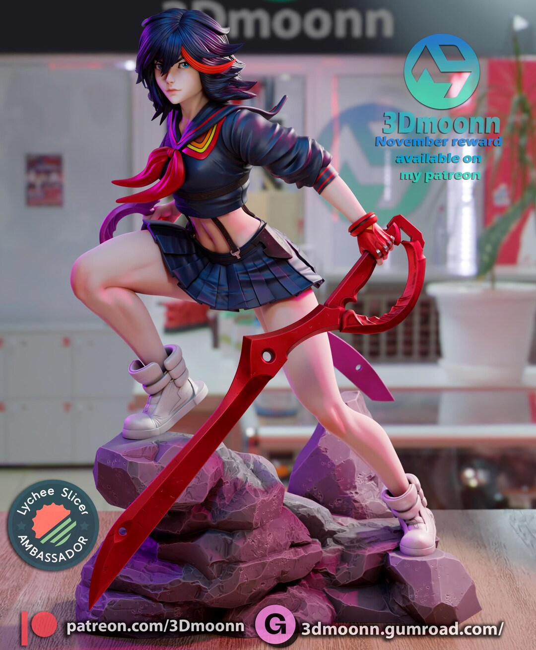 Ryuko Matoi - Kill La Kill - 3d Printed Statue by 3DMOON *unpainted Kit ...