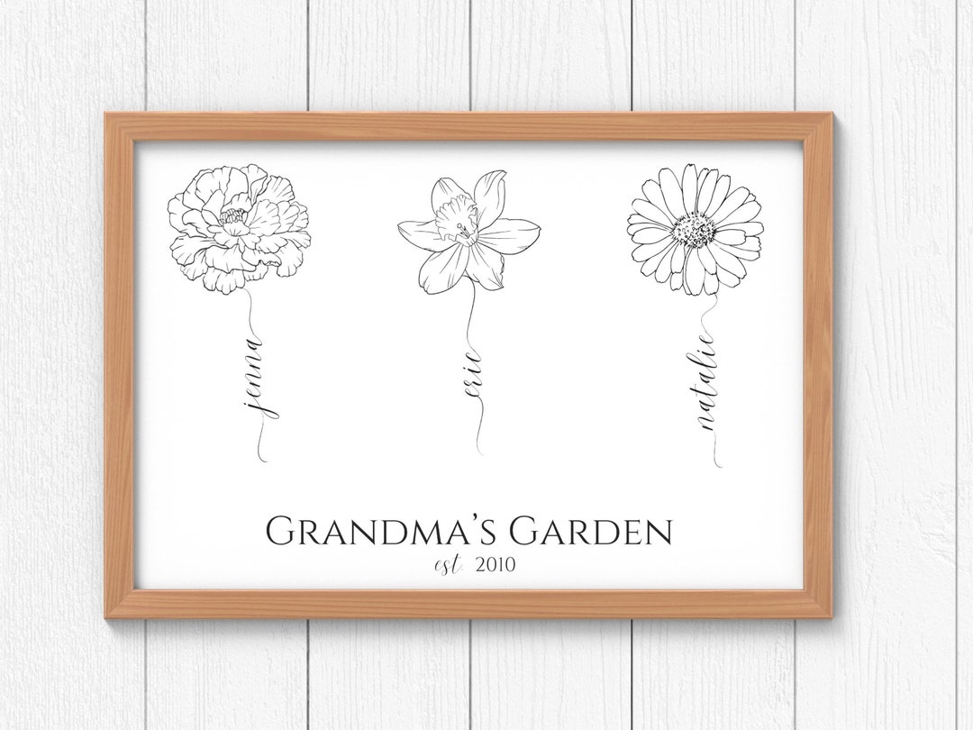 Calligraphy Stem Birth Flower Digital Template - Black & White - Etsy