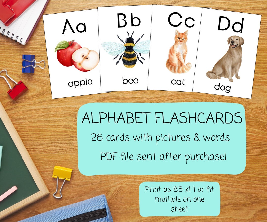 Preschool Alphabet Flashcards - Uppercase and Lowercase With Pictures ...