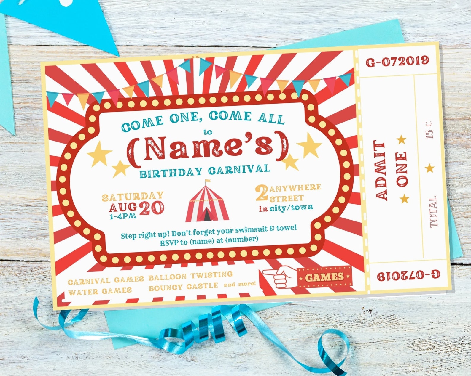 Carnival Themed Birthday Invitation - Etsy