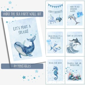 Under the Sea Wall Art Printable Set | Ocean-themed Birthday Party ...