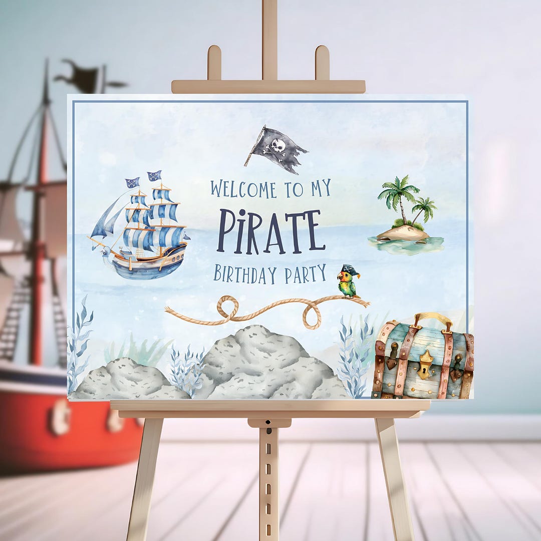 Pirate Kids Party Welcome Sign | Printable | Pirate-themed Kids ...