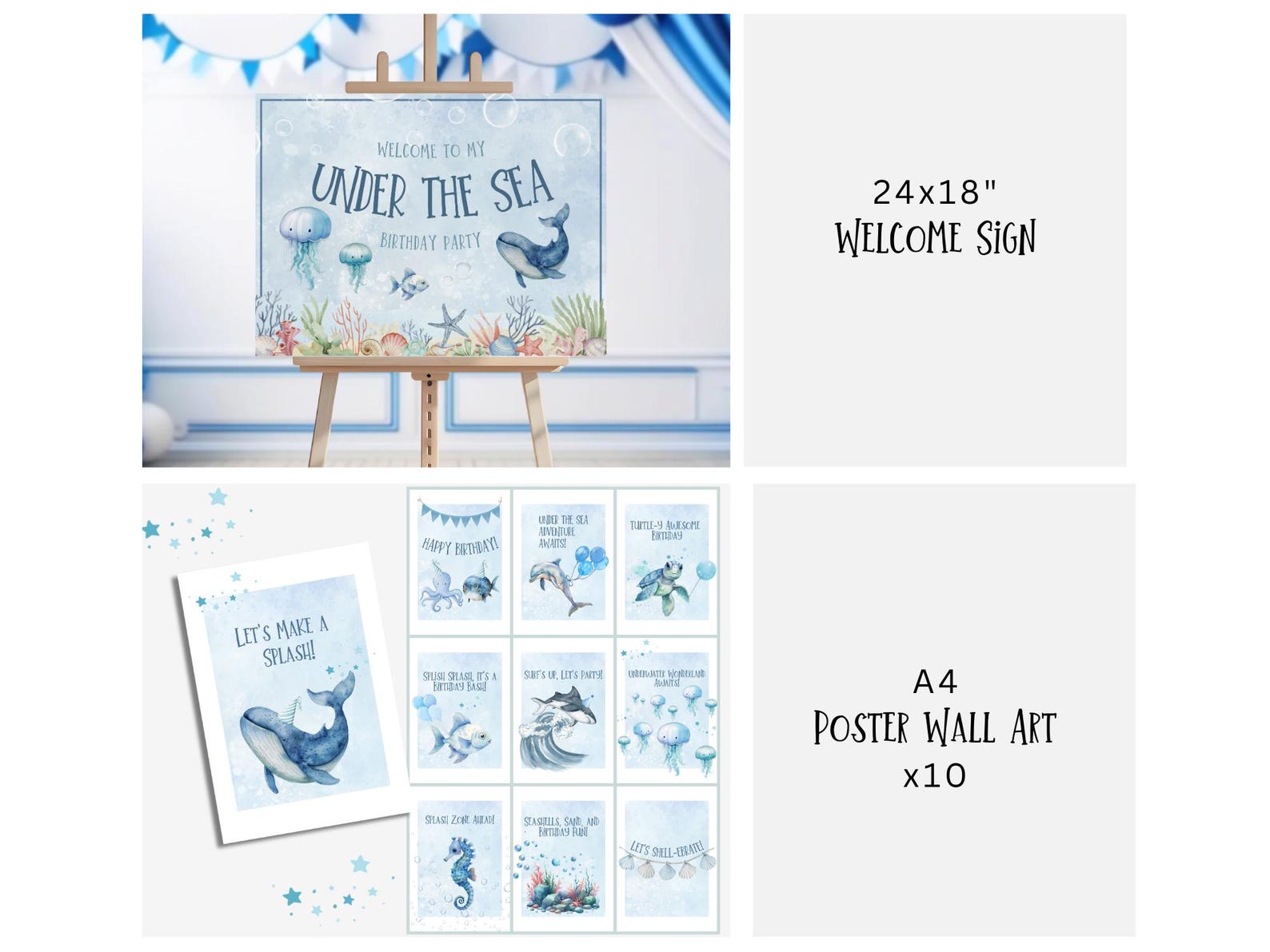 Under the Sea Party Bundle | Sea Creatures Kids Birthday Printables ...
