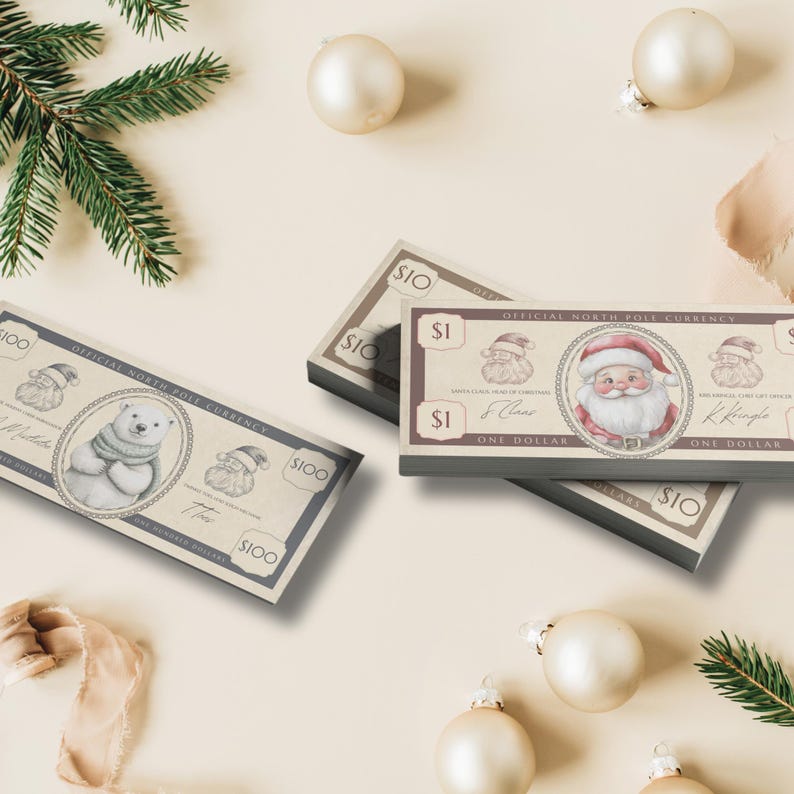 Christmas North Pole Currency, Play Money, Santa Claus Money, Printable ...