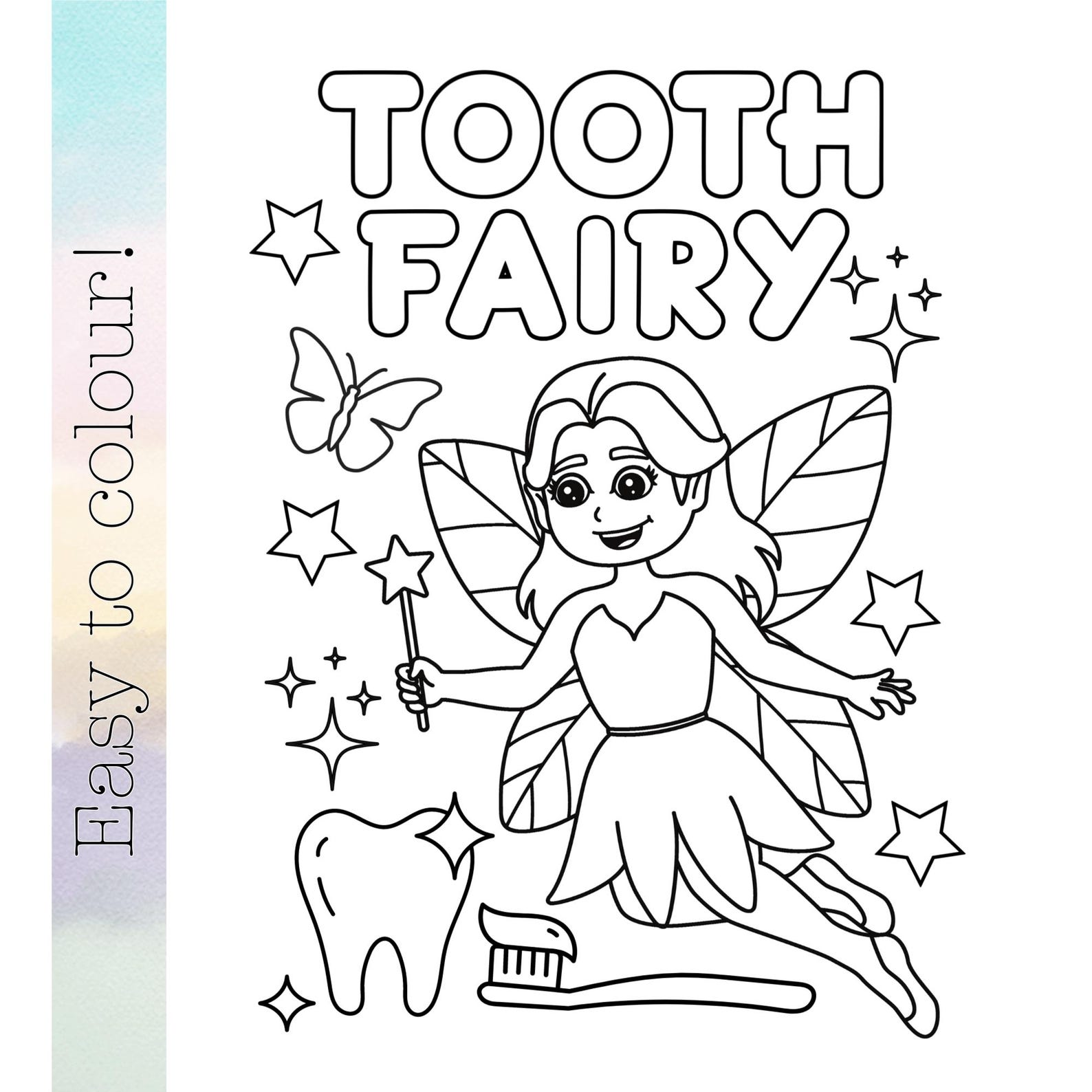 Printable Tooth Fairy Colouring Pages for Kids | Lost Tooth Activity ...