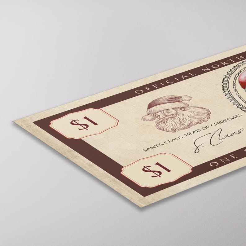 Christmas North Pole Currency, Play Money, Santa Claus Money, Printable ...