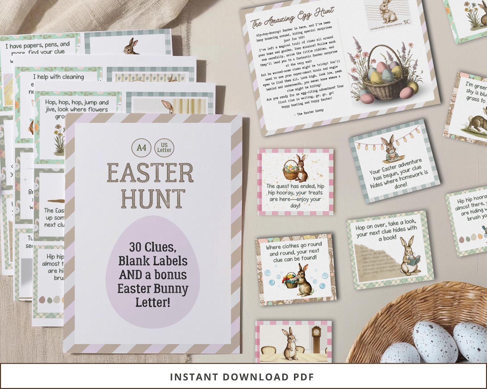 Easter Scavenger Hunt, Printable Treasure Egg Hunt, Kids Easter Bunny ...