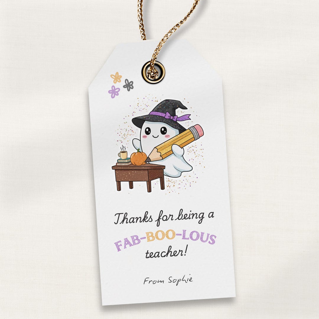 Halloween Teacher Gift Tag, Editable Canva Template, Spooky Teacher ...