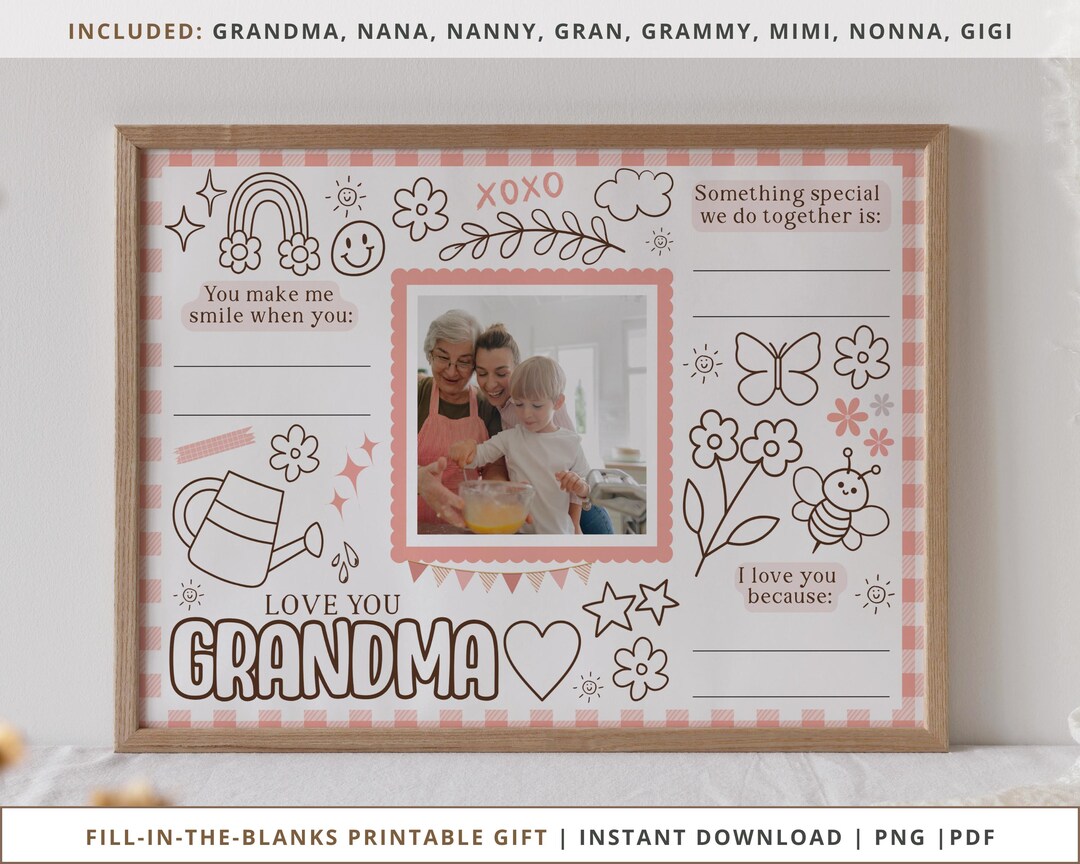 Grandma Printable, Coloring Page Gift for Grandma, Printable Grandma ...