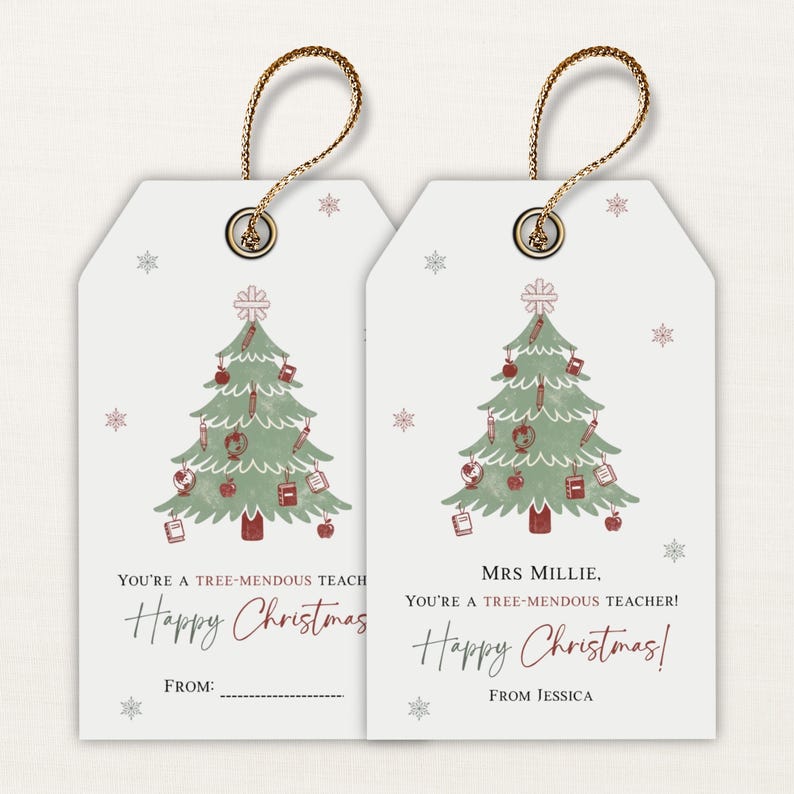 Christmas Teacher Gift Tag, Editable Canva Template, Printable Gift Tag ...