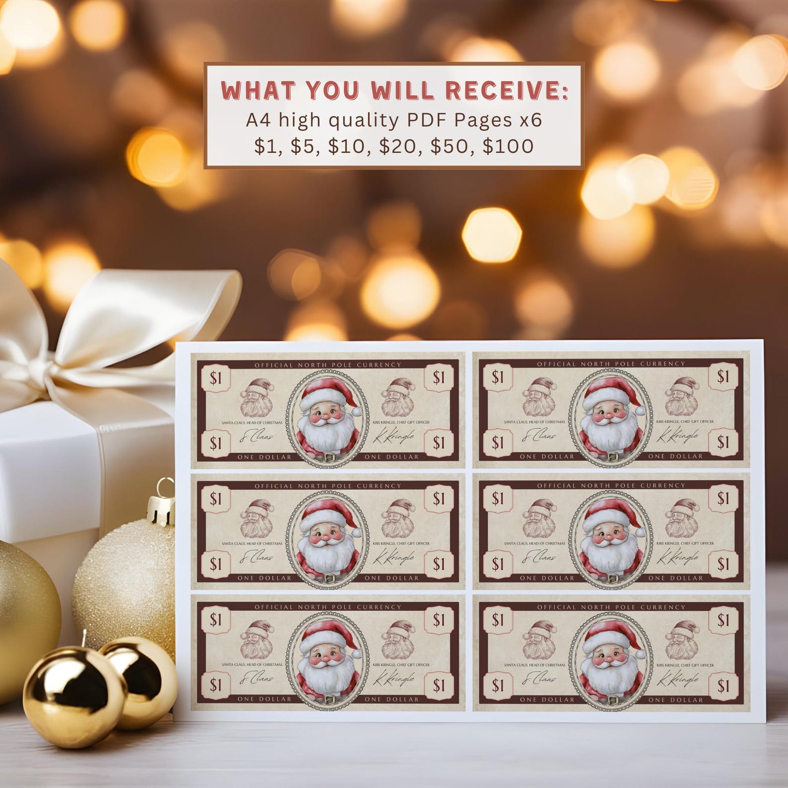 Christmas North Pole Currency, Play Money, Santa Claus Money, Printable ...