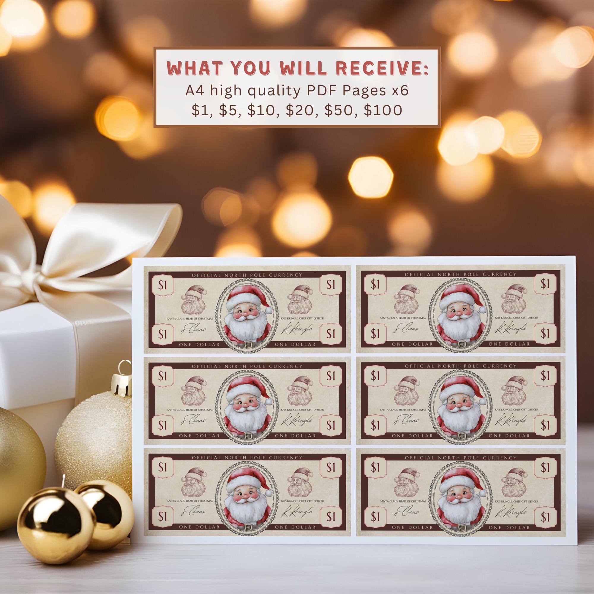 Christmas North Pole Currency, Play Money, Santa Claus Money, Printable ...