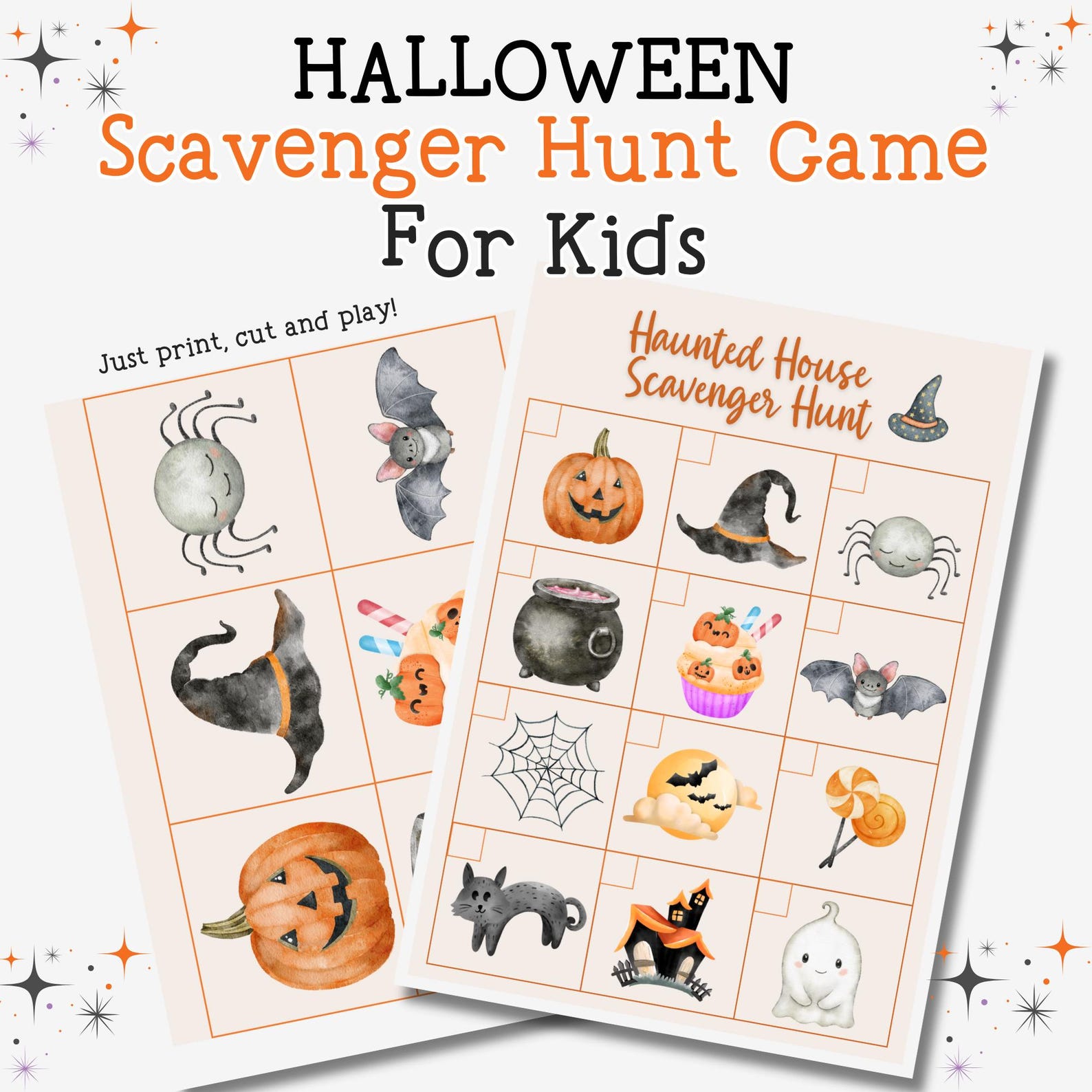 Halloween Scavenger Hunt Printable Cards for Kids | Halloween Kids Game ...