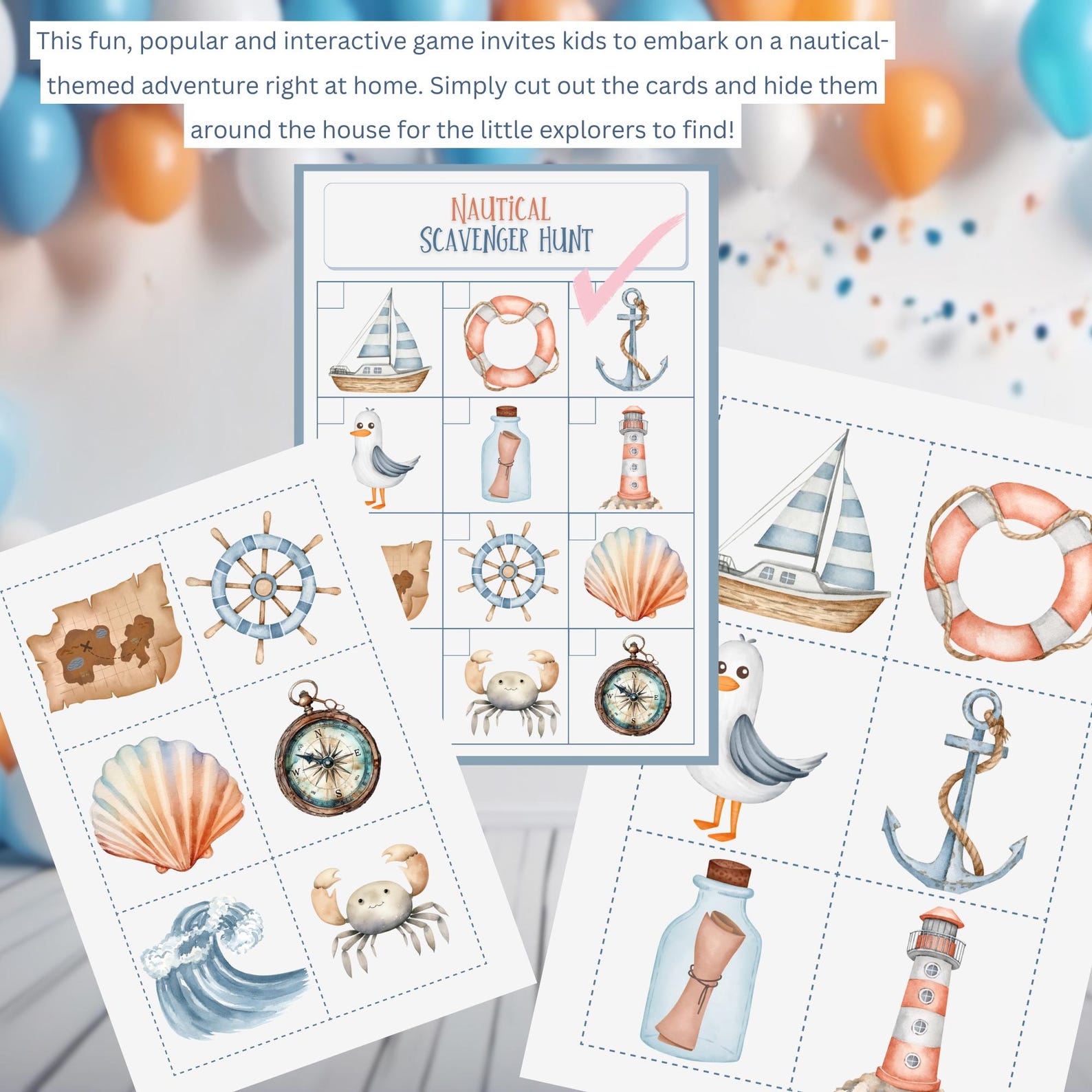 Nautical-themed Scavenger Hunt | Printable Kids Scavenger Hunt Game ...