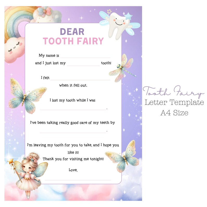 Tooth Fairy Letter & Envelope | Printable | Tooth Fairy Stationery Set ...