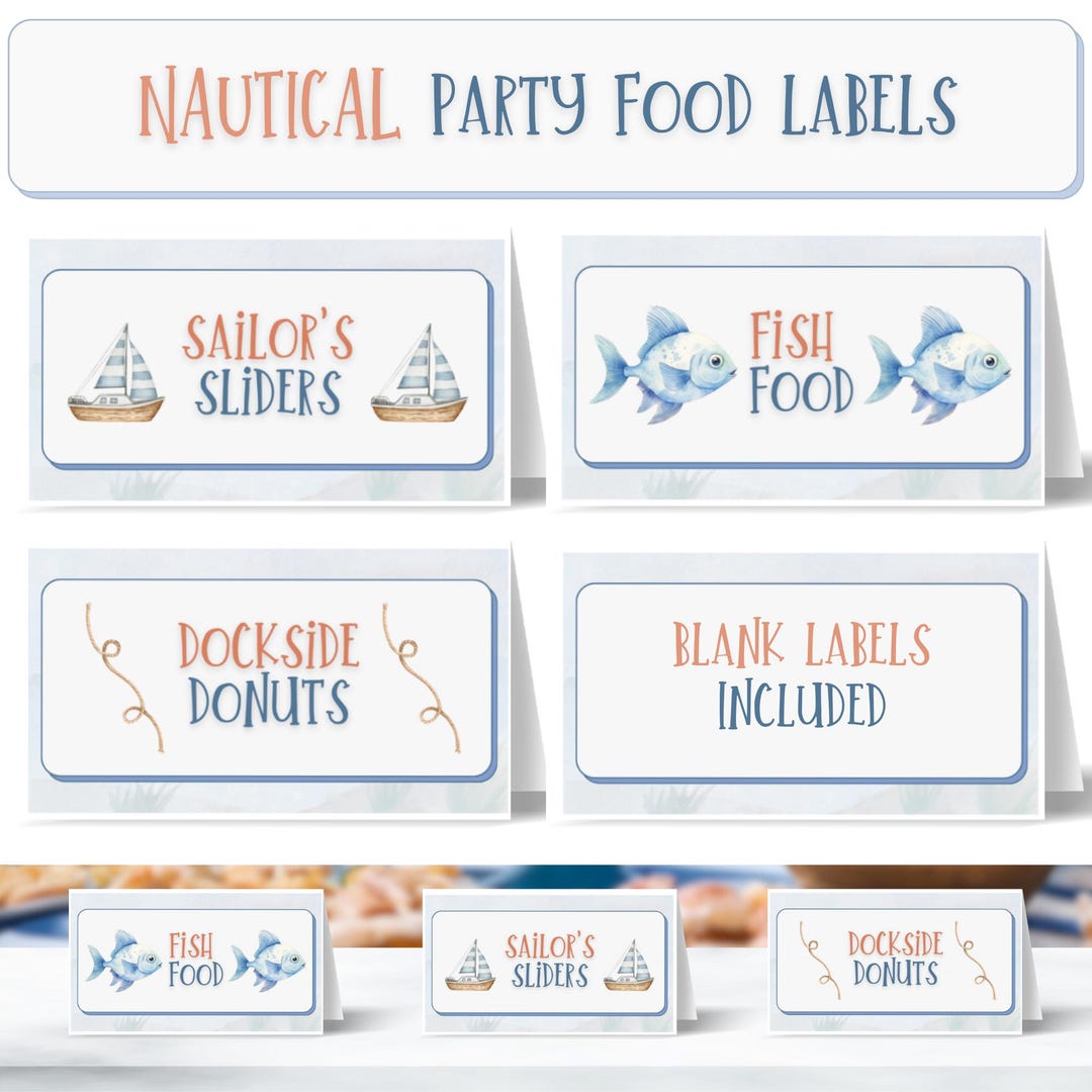 Nautical Party Food Labels | Printable | Fun Party Food Names ...